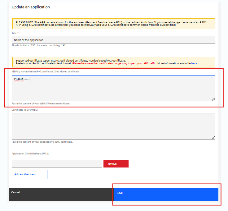 How to update a premium API certificate via production portal - NEW ...